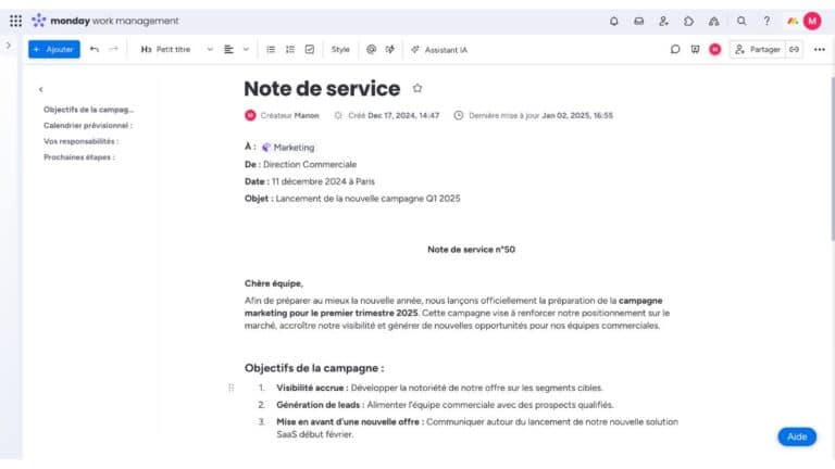 Note de service : exemples et guide de rédaction