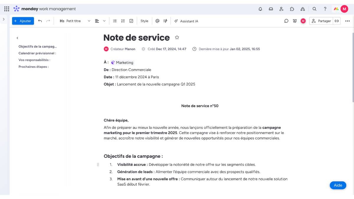 Note de service : exemples et guide de rédaction